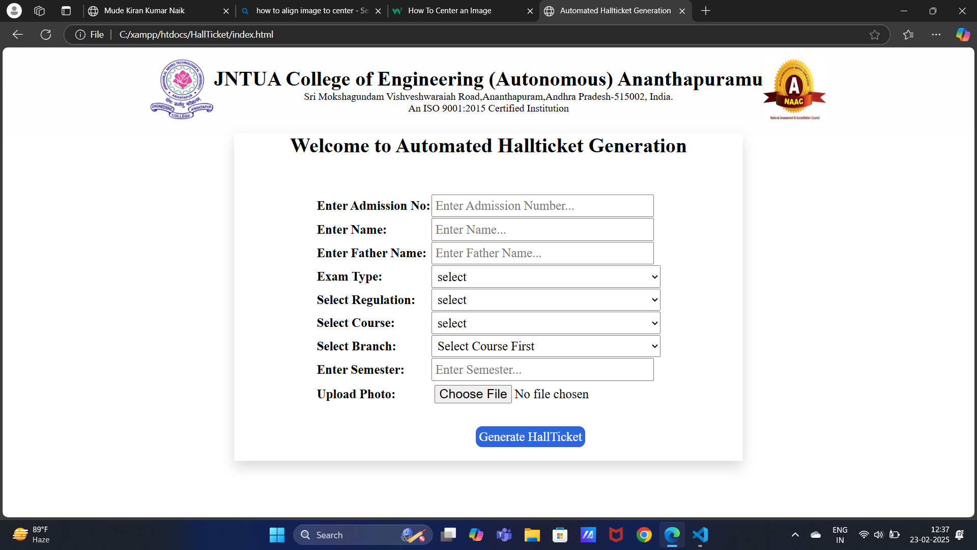 Mude Kiran Kumar Naik | Portfolio